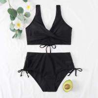 China Bandeau Swimming Suits Bikini Stylish Comfortable Beachwear for Women pure color red black fashion the new type for sale