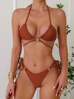 China Ruffles Bikini Swimming Suits For Beach Occasion Red Color Upf50++ The New Style In Stock Comfortable for sale