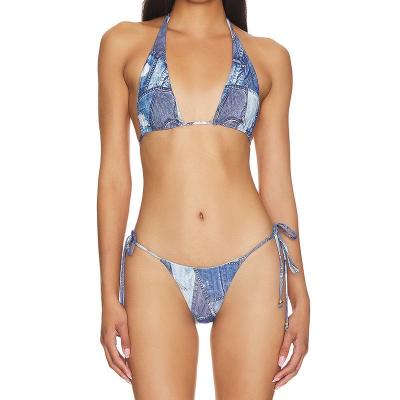 China Bikini Style Blue Color Swimming Suits For Beach For Swimming Sexy Backless In Stock Durable Moisture Permeable for sale