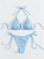 China SexySwimwear For Women Modest Beachwear With Full Coverage Blue Color Backless In Stock Comfortable for sale