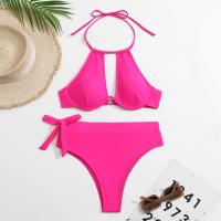 China Halter Summer Bikini With Ruffles Features Perfect For Beach Vacation Pink Color Sexy The New Style for sale