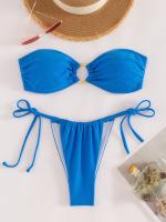 China Red And Blue Color Swimming Suits Bikini For Women Perfect Fit For Swimming And Beach Vacation Backless Comfortable for sale