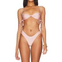 China Pink Bandeau Nylon Bikini Sexy Backless Fashion In Stock High-Elastic Durable Comfortable Upt50++ for sale