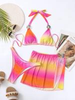 China Wire Free Bikini Three Piece Swimwear With Support Type And Style The New Style In Stock Colorful Comfortable for sale