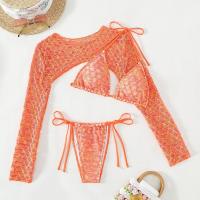 China Three Pieces Swimwear Sexy Europe Cup Type Pure Color Backless Durable Moisture Permeable for sale