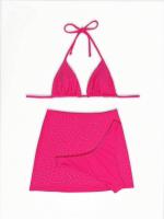 China Fashionable Comfortable 3 Piece Swimwear Set Pink Color Upf50++ Backless for sale