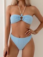 China Stay Stylish On Your Beach Holiday With Striped Halter Swimming Suits Bikini for sale