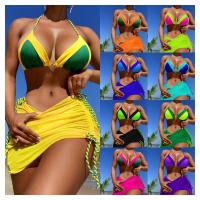 China High Elasticity 3 Piece Swim Set Padded Cup For Women for sale