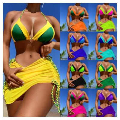 China High Elasticity 3 Piece Swim Set Padded Cup For Women for sale