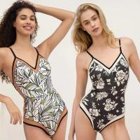 China Stylish Green Floral Pattern Swimming Suits Bikini for sale