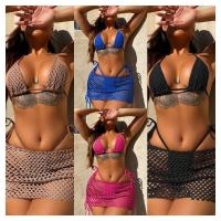 China Summer Black Sexy Bikini 3 Piece Set Standard Thickness for sale