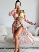 China Three Piece Bathing Suit Support Type Wire Free for sale