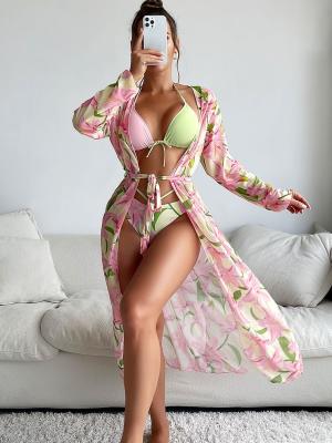 China Three Piece Bathing Suit Support Type Wire Free for sale