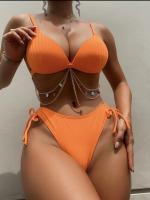 China Solid Pattern Swimming Suits Bikini Style With Ruffles Ladies Swimming Suits Girls Swimwear for sale