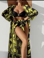 China Flattering Three Piece Swimming Suit Padded Cups Comfortable Fabric for sale