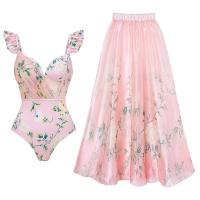 China Summer Three Piece Swimwear with Regular and Padded Cups two pieces swimwear pink color for sale