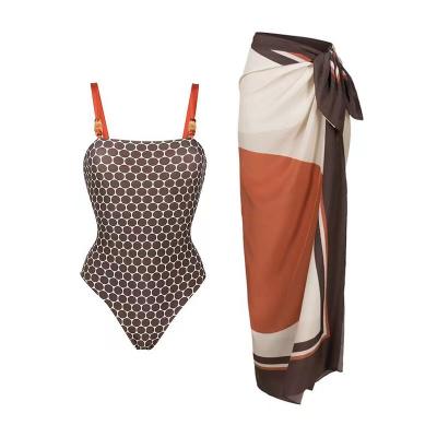 China Colorful Womens Summer Bikini Set Wire Free Three Piece Swimsuit Nylon Beachwear for sale