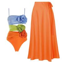 China Red Blue Green Bikini Three Swimwear Set with Padded Cups for sale