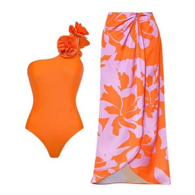 China Padded Nylon Three Piece Swimwear Set in Red/Blue/Green for Beach Pool for sale