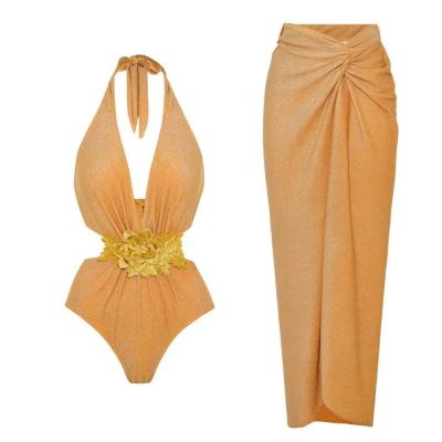 China Nylon Padded Bikini Three Piece Swimsuit Set Beach Summer Style for sale