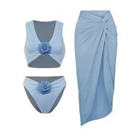 China Womens Summer Nylon Bikini Set Regular Three Swimwear for Beach Parties for sale