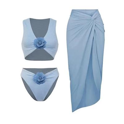 China Womens Summer Nylon Bikini Set Regular Three Swimwear for Beach Parties for sale