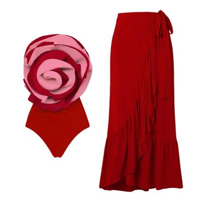 China Nylon Womens Bikini Set in Red Blue Green Summer Swimwear Trio Without Padding for sale