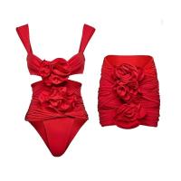 China Womens Nylon Bikini Trio Set In Red/Blue/Green For Beach Wear for sale