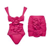 China Womens Nylon Bikini Trio Set In Red/Blue/Green For Beach Wear for sale