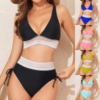 China Floral Striped Bikini Halter Swimwear Set Removable Padding Ruched Vacation Beachwear for sale