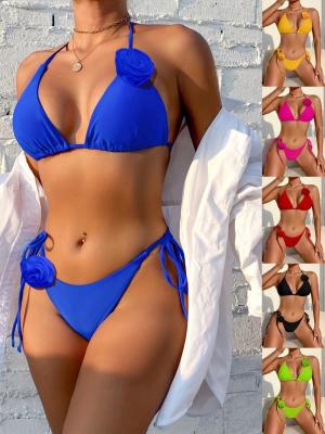 China Floral Ruffled Strapless Bikini Set Swimwear For Tropical Getaways And Pool Parties for sale