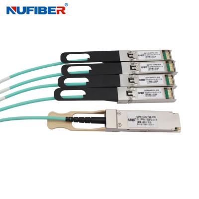 China Customized 10G 25G 100G AOC Active Optical Cable 1M 7M 100G Qsf28 To 4SFP28 for sale
