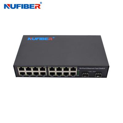 China DC12V Gigabit SFP Ethernet Switch 16x10/100/1000M to 2x1000M SFP UTP for sale