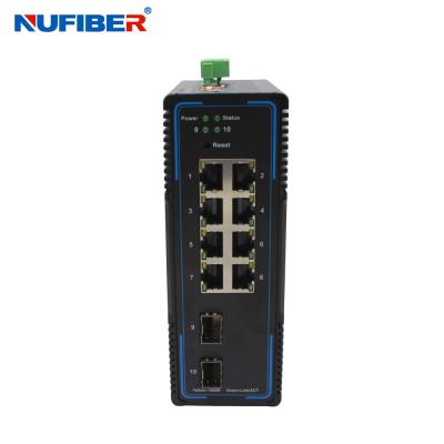 China 2*1000M Managed Industrial Switch 8 RJ45 Port Din Rail Mount Converter for sale