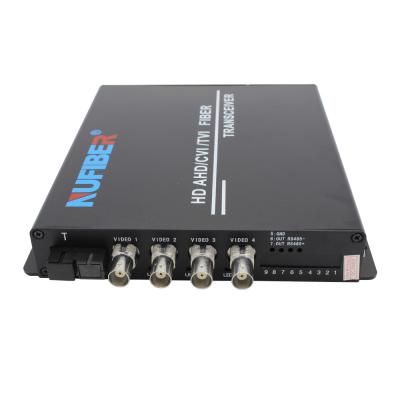 China 1080P Fiber Video Converter 4 channel Single Fiber SM 1310 / 1550nm FC For CCTV for sale