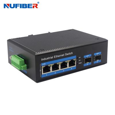 China DC24V Power Supply Gigabit SFP Ethernet Switch Industrial 2 SFP 4 UTP Port for sale