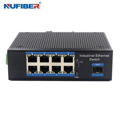 China Aluminum Case Gigabit Industrial Switch SFP to 8x10/100/1000Base-T RJ45 Din Rail 24V for sale