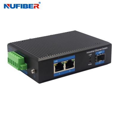 China Industrial SFP Ethernet Switch Gigabit 3 Ports 1.25G SFP to 2 RJ45 Port SFP Media Converter DC24V for sale