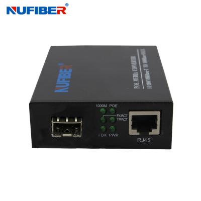 China Gigabit POE 15W SFP to RJ45 Optical Media Converter 100/1000Mbps SFP to UTP POE Media Converter for sale