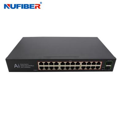 China Gigabit POE Switch 24*10/100/1000Mbps PoE port to 2*1000M SFP Slot IEEE803.2af/at Internal Power Supply for sale