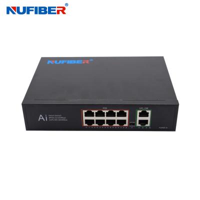 China Gigabit PoE Ethernet Switch 8*10/100/1000M PoE RJ45 port to 2*1000M Uplink Port DC52V Internal Power Supply for sale