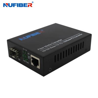 China 10/100Mbps SFP Fiber Media Converter 10/100Base-TX RJ45 Port to 100Base-FX SFP Slot for sale