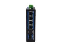 China 10/100/1000Mbps 4 Port Unmanaged Ethernet Switch with SFP Slot Redundant Power Inputs Aluminum Alloy for sale