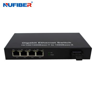 China 10/100/1000Mbps Ethernet Switch 1310nm 20km SC Low Heat With 4 Rj45 Port Gigabit Fiber Ethernet Switch for sale