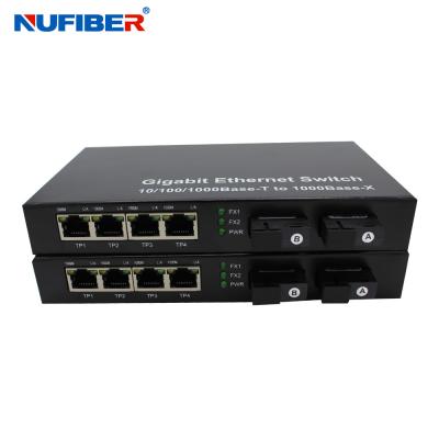 China SM Dual Fiber Four Port Ethernet Switch Auto Negotiation Function Fiber Ethernet Switch for sale