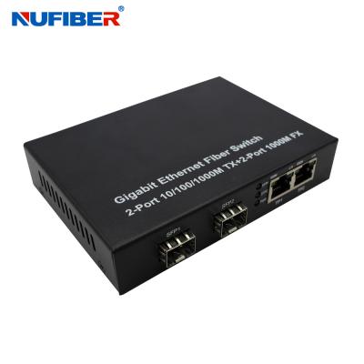 China FCC Certificated 1000M Fiber Ethernet Switch With 2 Rj45 2 Fiber Port for sale