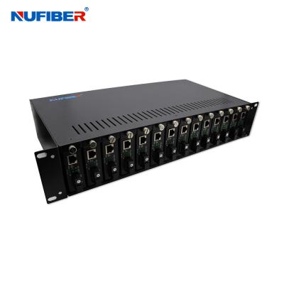 China Fiber Media Converter Chassis Accessories 19''2U 14slots Media Converter Rack Mount Chassis 2 Power Supply for sale