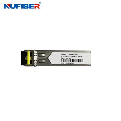 China Long Distance SFP Transceiver 1.25Gb/s dual fiber single mode 120km 1550nm LC DDM for sale
