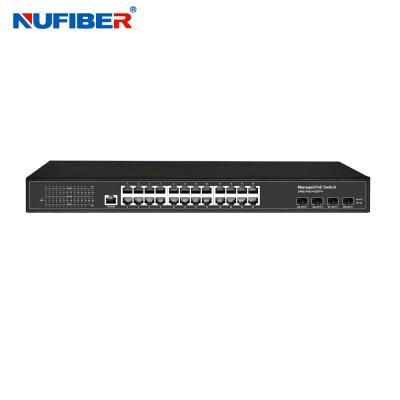 China L3 Managed SFP PoE Ethernet Switch 4*10G SFP+ Slot to 24*10/100/1000M PoE Port Network Switch for sale
