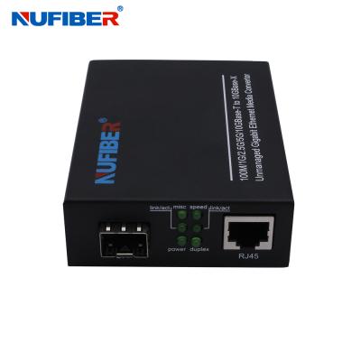 China 10Gbps SFP+ to RJ45 Media Converter Fiber to Copper Transceiver with 10/100/1000M/2.5G/5G/10G Adaptive Ethernet Network Extender for Long-Distance Data Transmission for sale